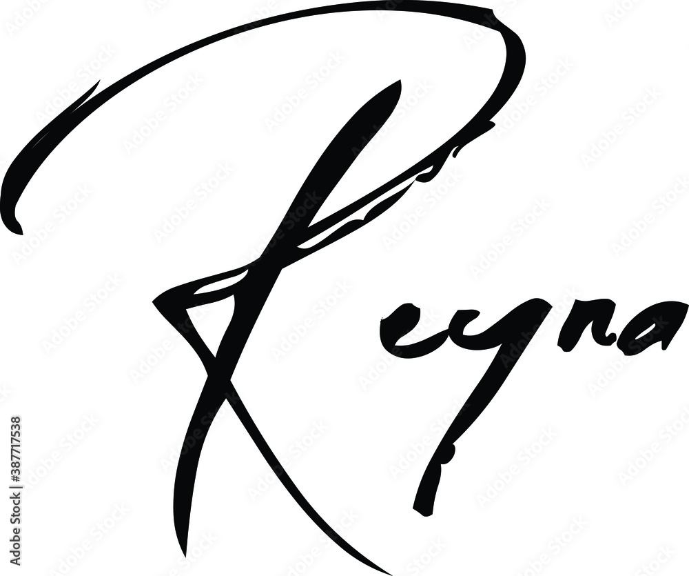 Reyna-Female Name Modern Brush Calligraphy Cursive Text on White ...