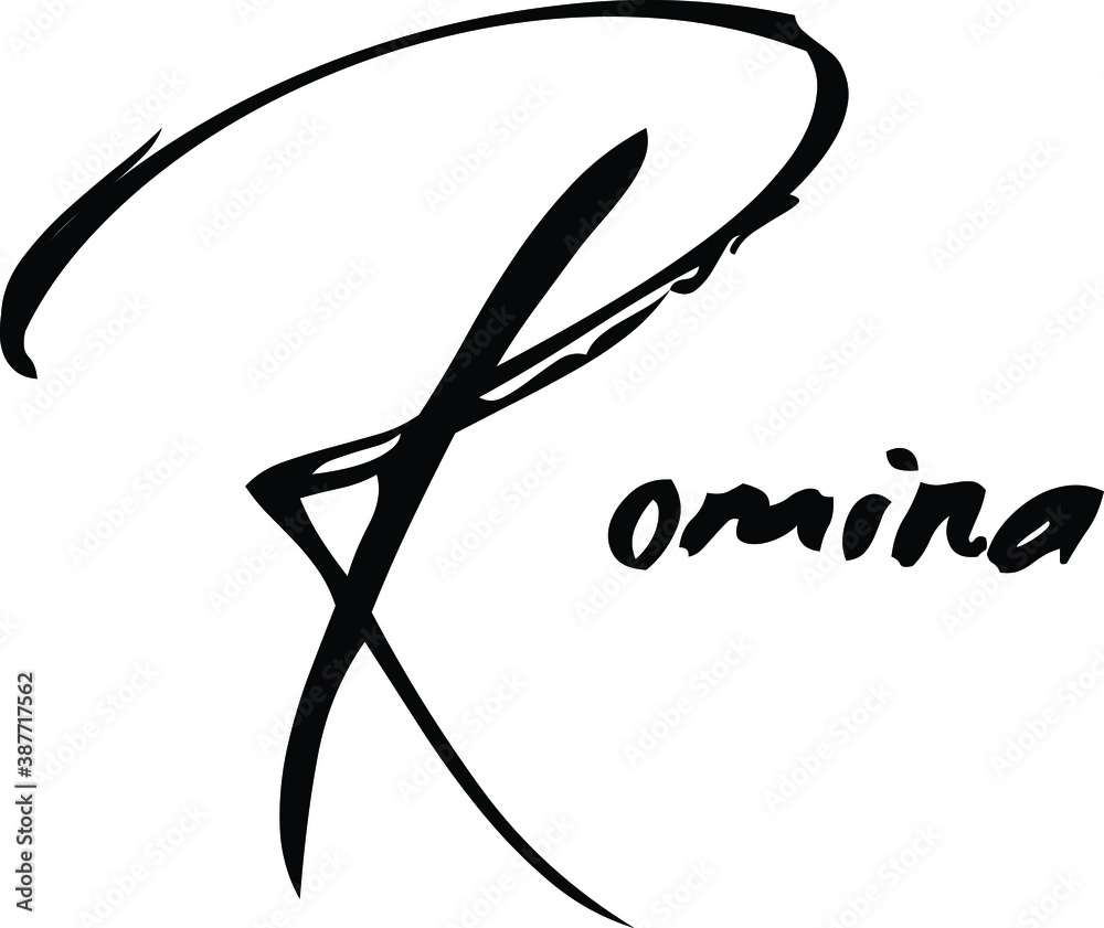Romina-Female Name Modern Brush Calligraphy Cursive Text on White ...