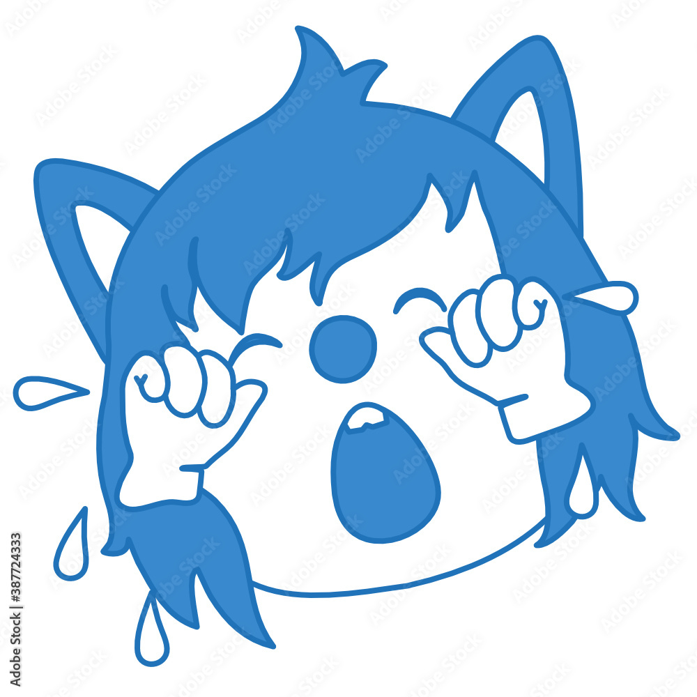 emoticon with a crying wolf, from the eyes of which tears sprinkle ...