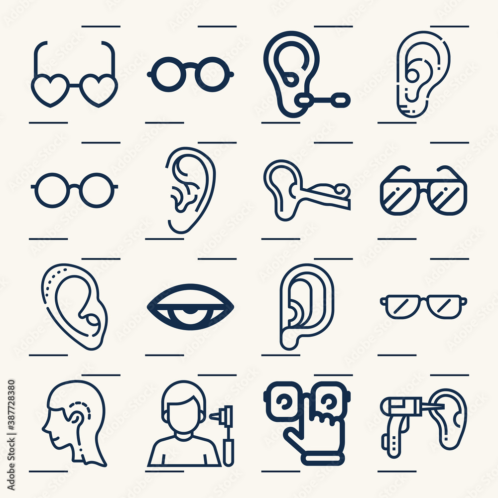 Simple set of sense organ related lineal icons. Stock Vector | Adobe Stock