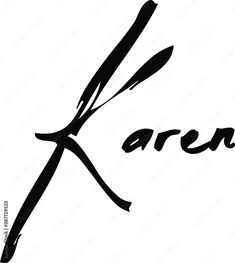 Karen-Female Name Modern Brush Calligraphy Cursive Text on White ...