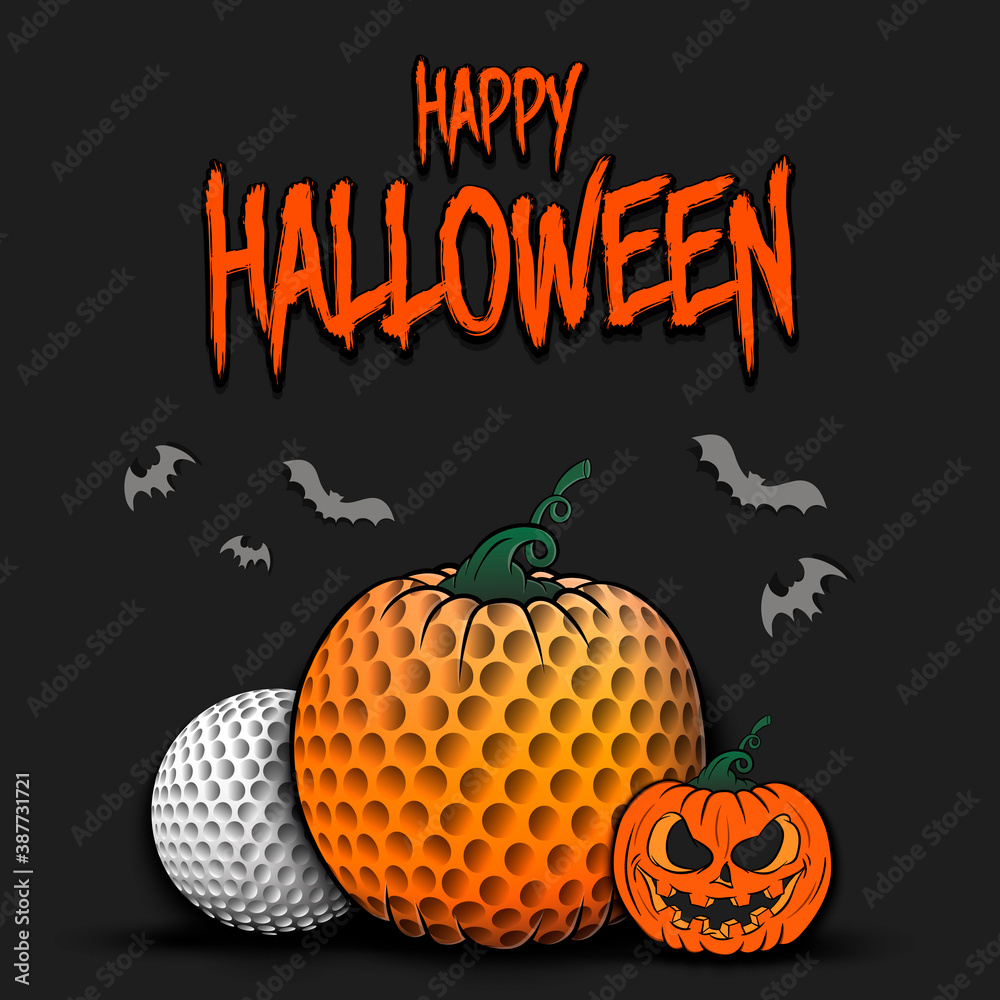 Happy Halloween. Template golf design. Golf balls in the form of a ...