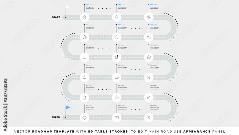 Infographic Timeline With Editable Strokes. Vector Roadmap, Template ...