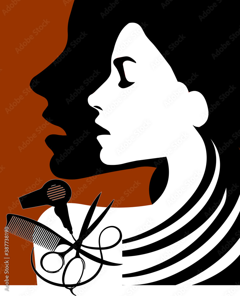 Hair salon beauty girl face vector logo Stock Vector | Adobe Stock