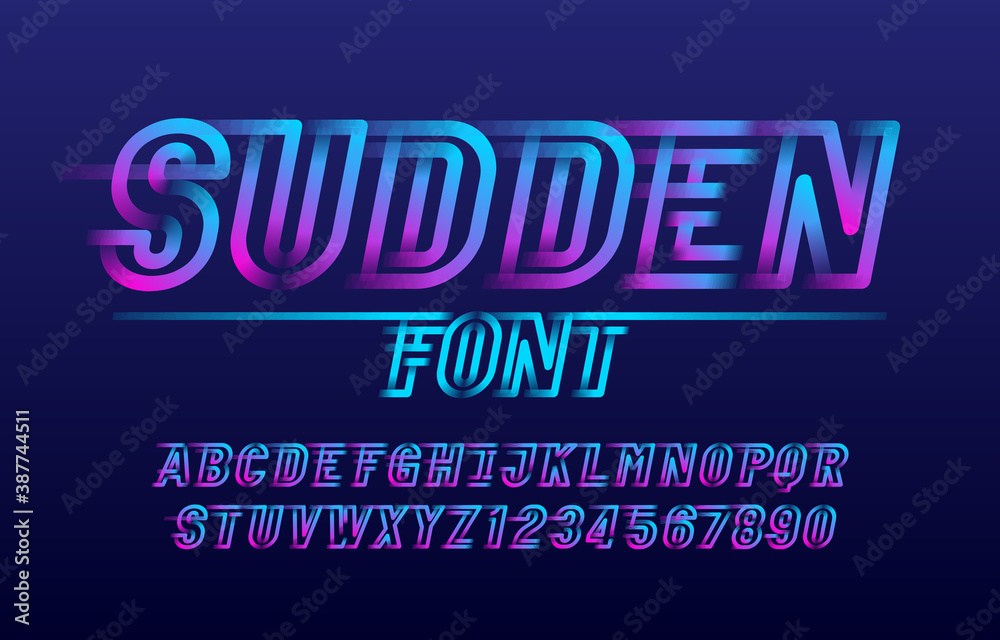 Sudden alphabet font. Fast speed effect letters and numbers. Stock ...