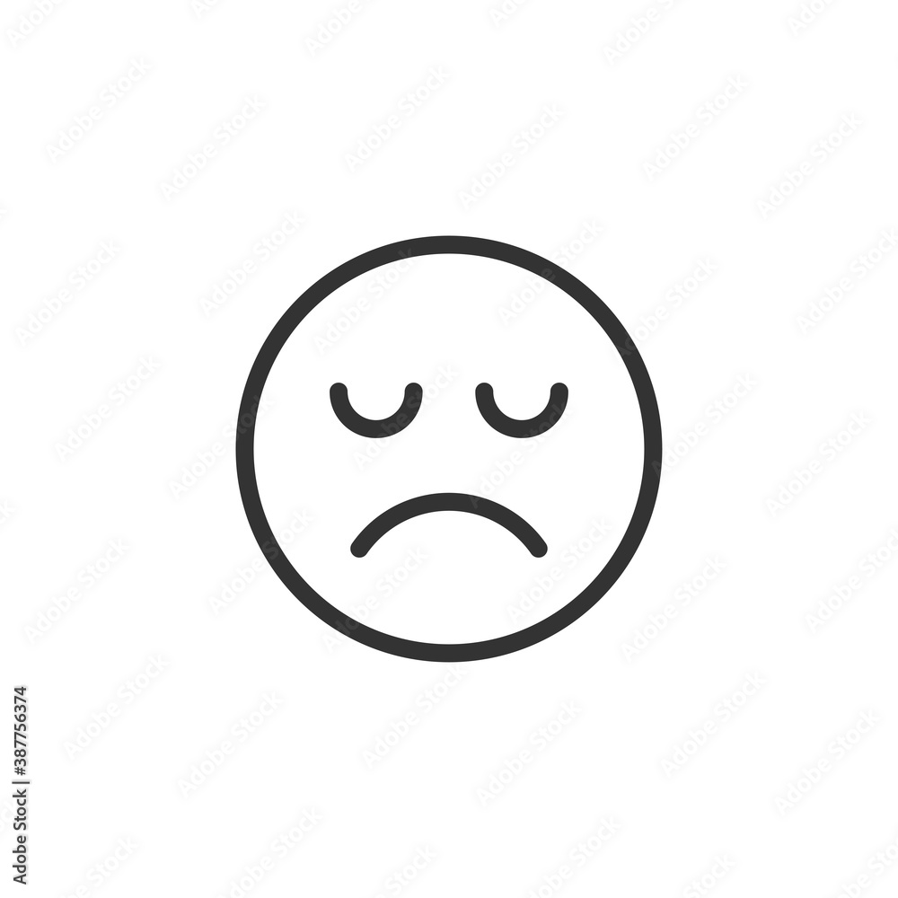Sad emoji icon isolated on white background. Disappointed face emoticon symbol modern, simple ...