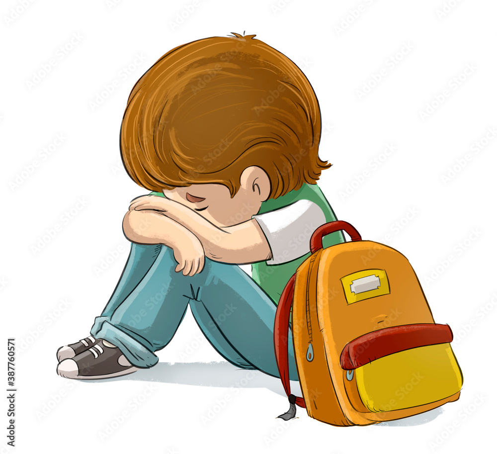 Sad child victim of bullying Stock-Illustration | Adobe Stock