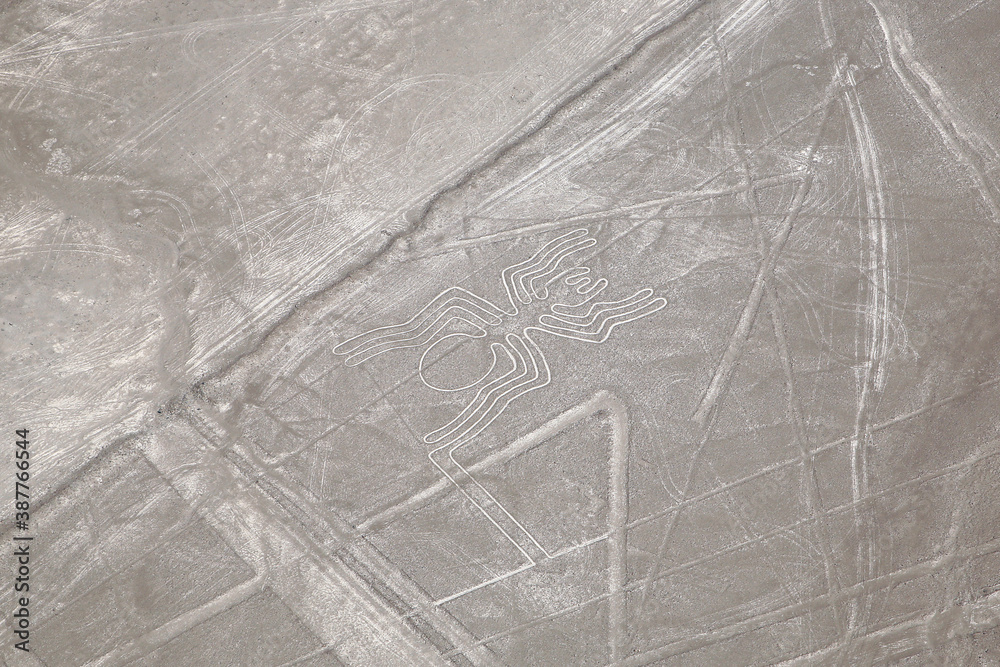 Aerial View of Nazca Geoglyph The Spider. Nazca, Peru. Stock Photo ...