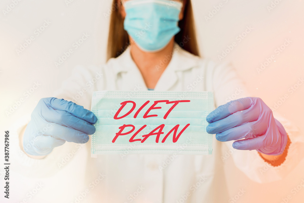 Text sign showing Diet Plan. Business photo showcasing amount of food ...