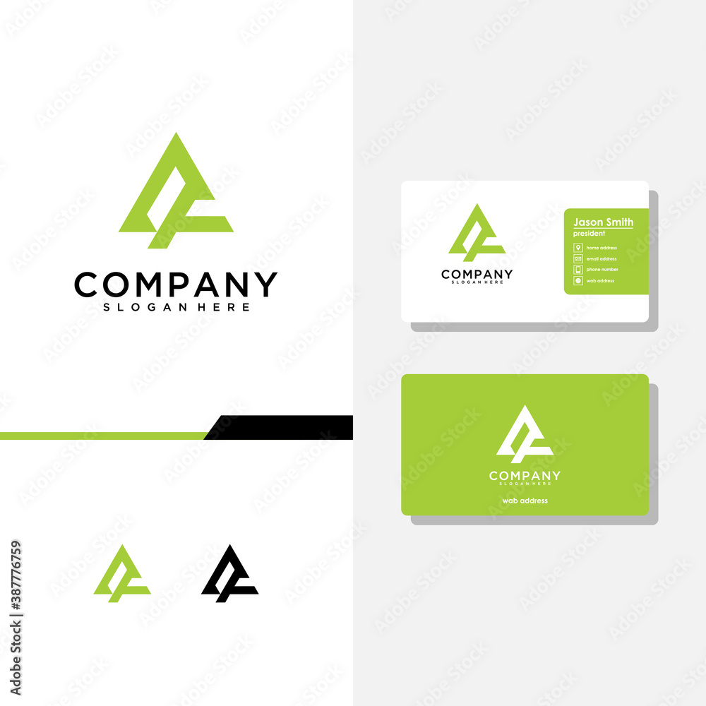 letter af logo design and business card vector template Stock Vector ...