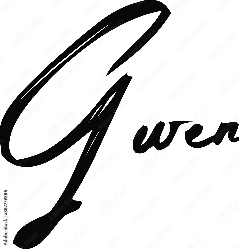 Gwen-Female Name Modern Brush Calligraphy Cursive Text on White ...