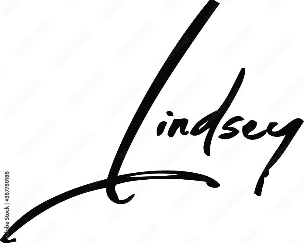 Lindsey-Female Name Modern Cursive Brush Calligraphy on White ...