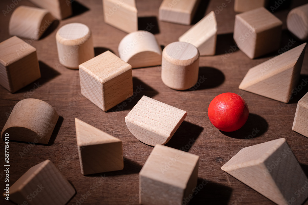 Only Sphere in Geometry Wood Blocks Stock Photo | Adobe Stock