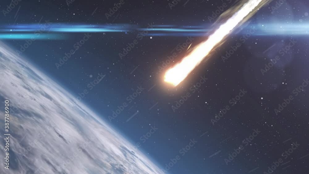 Meteor Asteroid burns in atmosphere Earth, Realistic vision Meteor ...