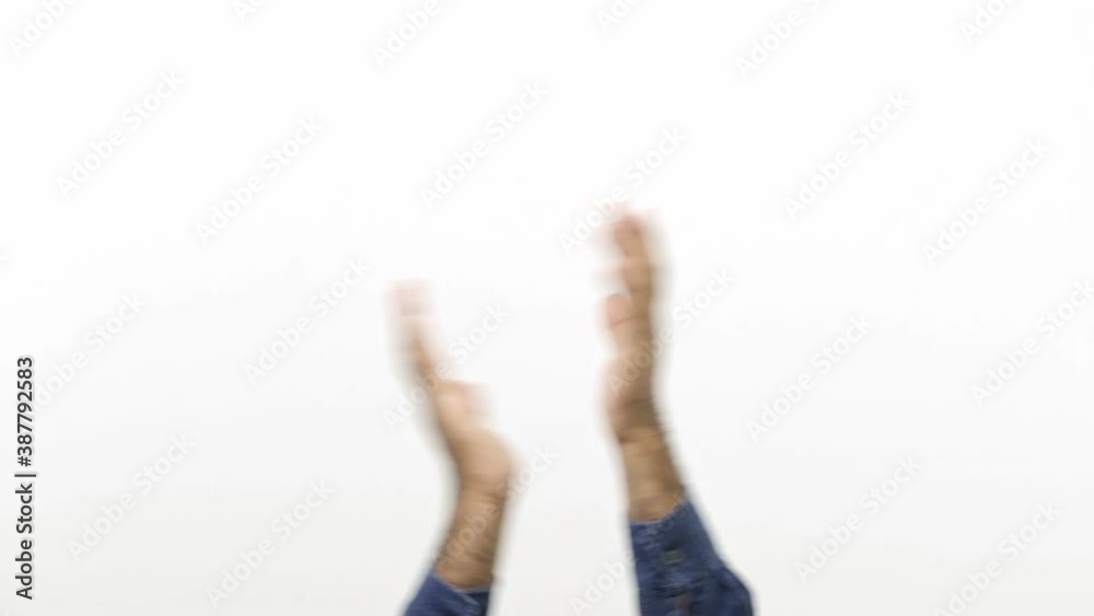 Close up of Man’s hands arms clapping applause bravo showing gesture ...
