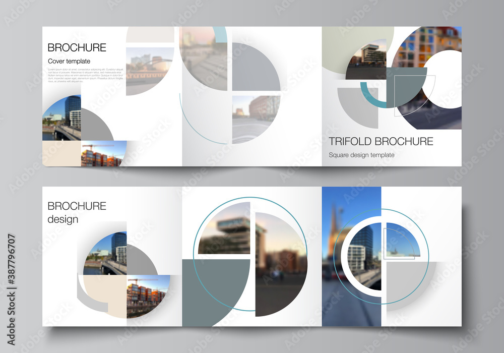 Vector layout of square covers design templates for trifold brochure ...