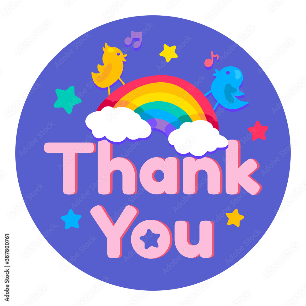 Thank you color printable sticker Stock Vector | Adobe Stock