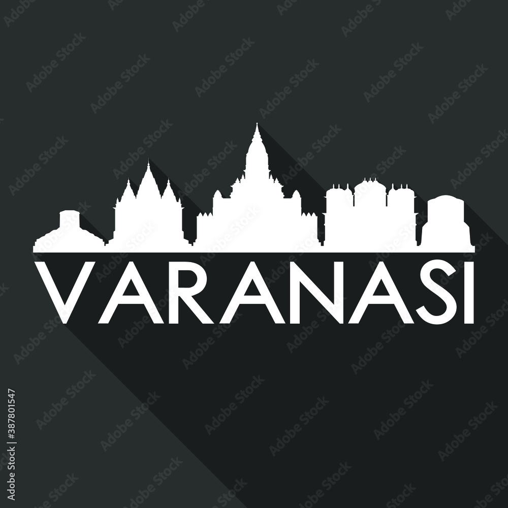 Varanasi India Flat Icon Skyline Silhouette Design City Vector Art ...