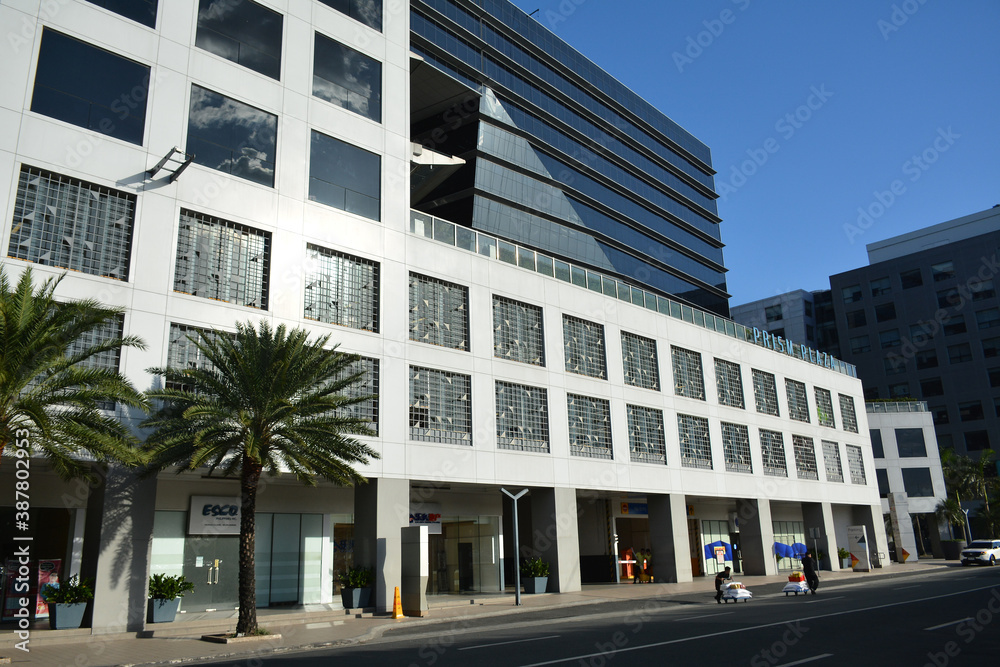 Prism Plaza at Two Ecom center building facade in Pasay, Philippines ...