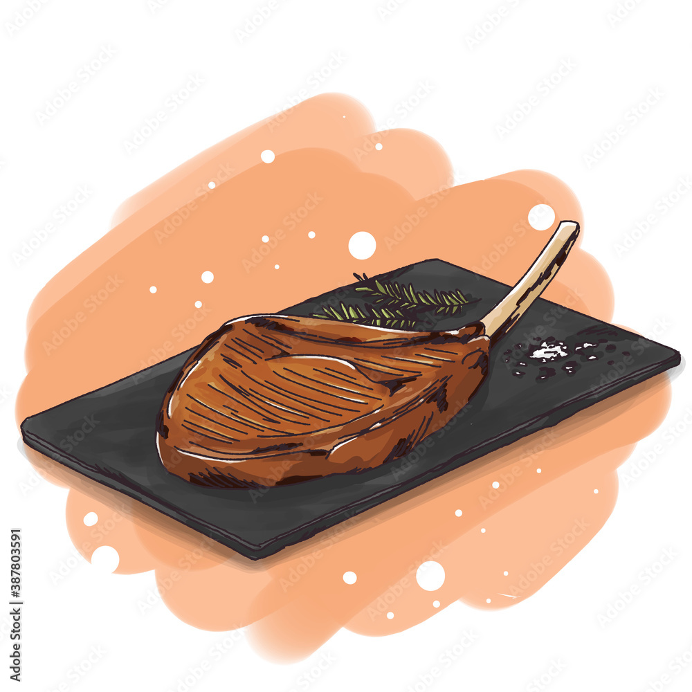 Tomahawk, steak Stock Vector | Adobe Stock