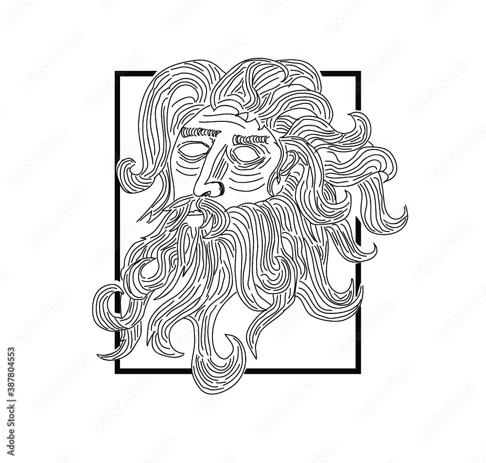 zeus line hand drawn illustration vector Stock Vector | Adobe Stock