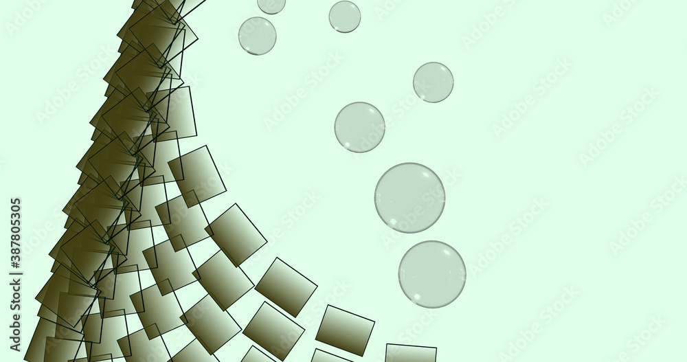 ภาพประกอบสต็อก Fantasy background with bubbles and geometric shapes of ...