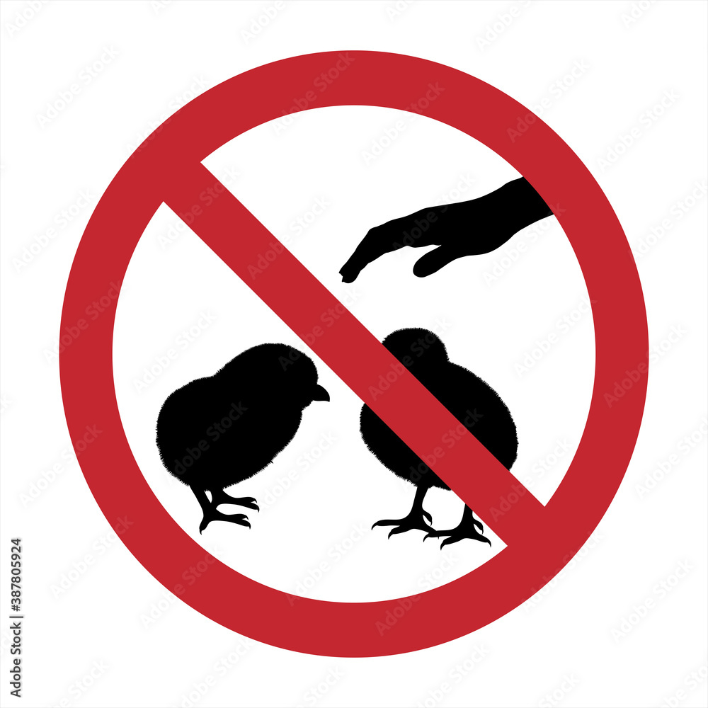 Vector silhouette of do not touch chicken mark on white background ...