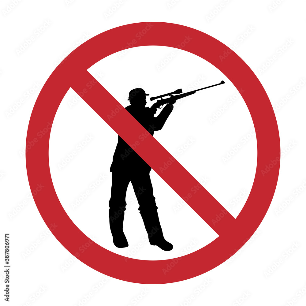 Vector silhouette of prohibition hunting mark on white background ...