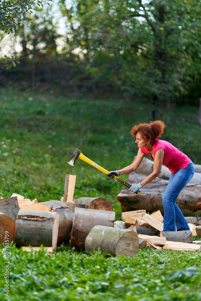 Woman Chopping Wood