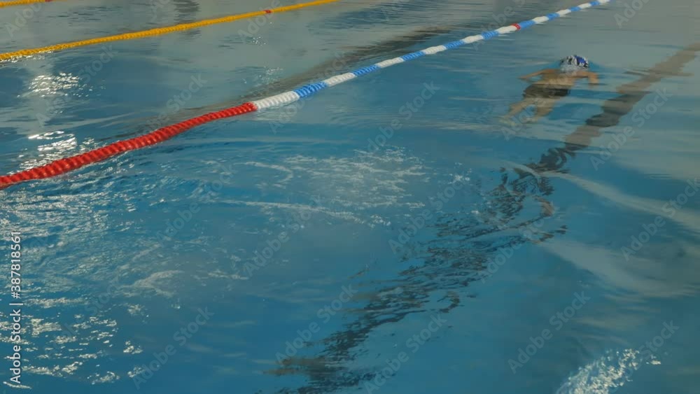 teenage swimmers start in the pool in the swimming competition ...