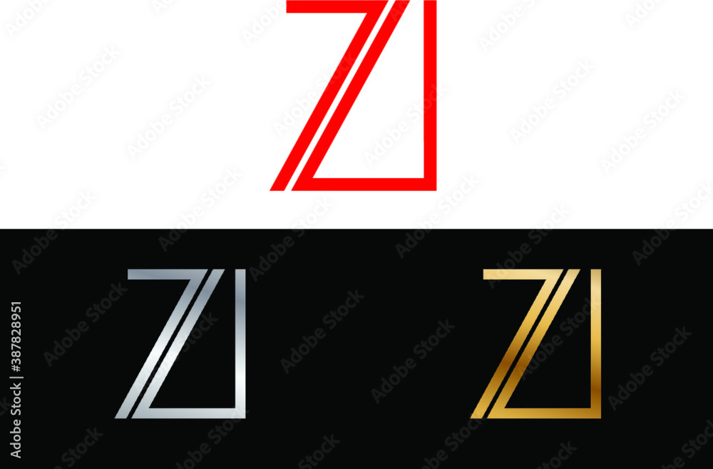 7D square shape Logo. Letter Design Vector with Black Gold Silver ...