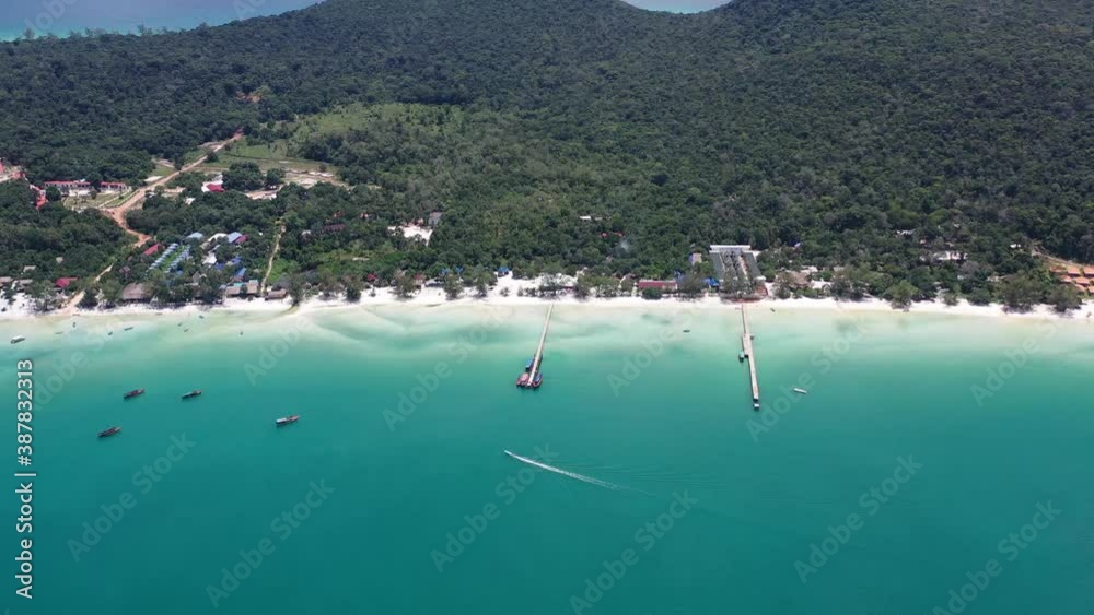 An aerial view of Rong Samloem island (Koh Rong Samloem), Cambodia ...