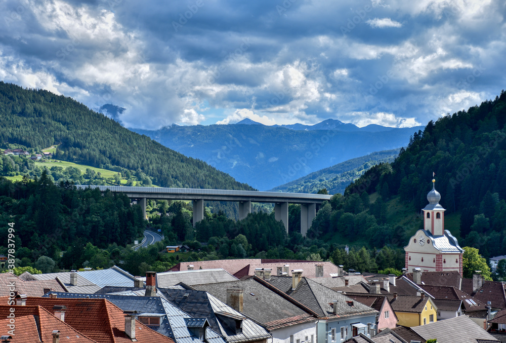 Autobahn, Autobahnbrücke, Brücke, Fahrbahn, Pfeiler, Brückenpfeiler ...