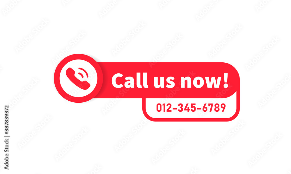 Call us now button. Call sign. Phone number. Vector on isolated white ...