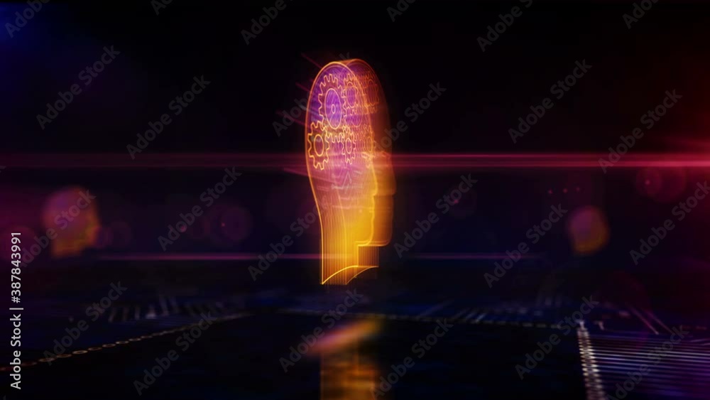 Artificial intelligence. AI with cyber head shape and futuristic ...