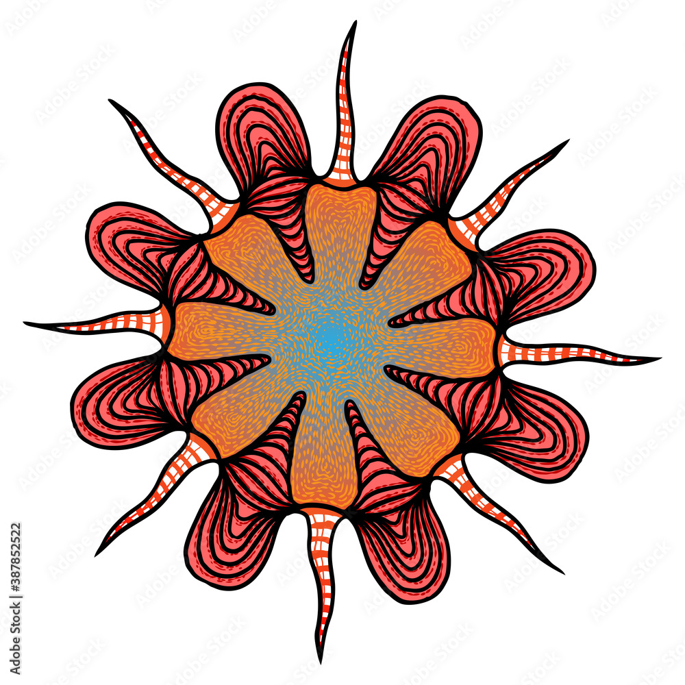 Novel coronavirus COVID-19 art drawing. Pathogenic organism with DNA or ...