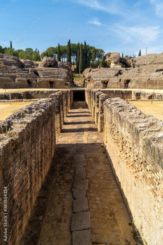Views of the majestic moat of the amphitheater of the ancient Roman ...