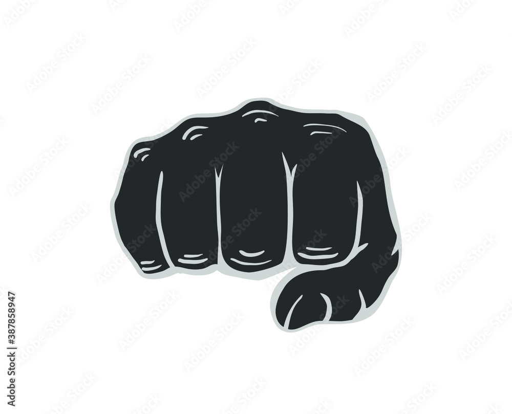 Fist. Boxing and martial arts logo, badge or label in vintage style ...