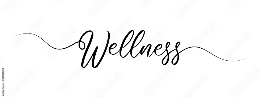 letter wellness script calligraphy banner black color Stock Vector ...