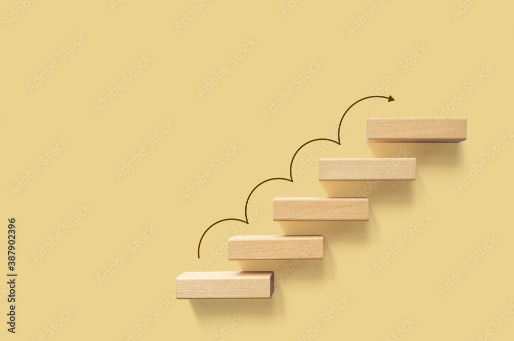 Growth or increase design concept. Cube block staircase moving step ...