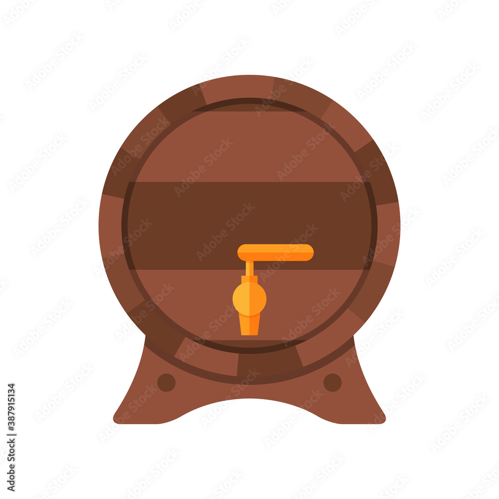 Horizontal wooden barrel isolated on white background. Barrel for ...