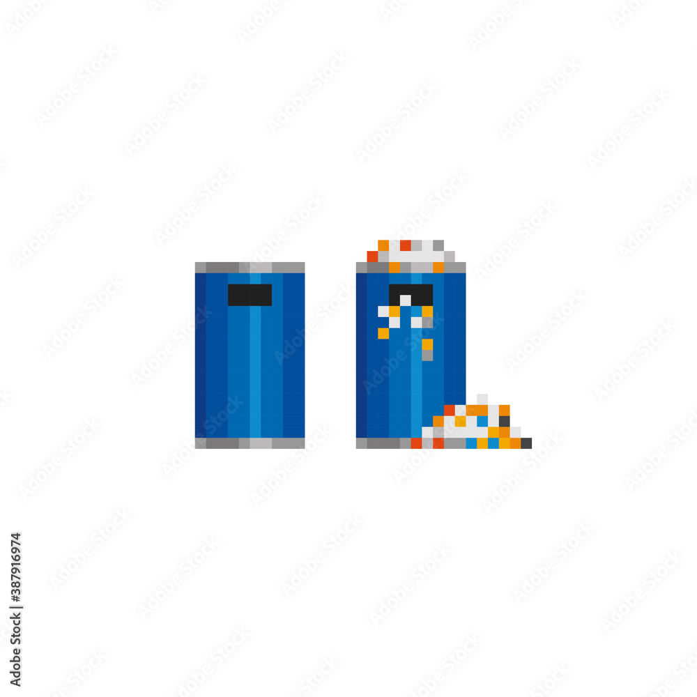 Trash can, urn. Pixel art icon set. Element design for logo, stickers ...