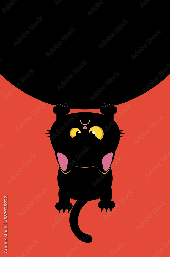 Angry black cat scratching Stock Vector | Adobe Stock