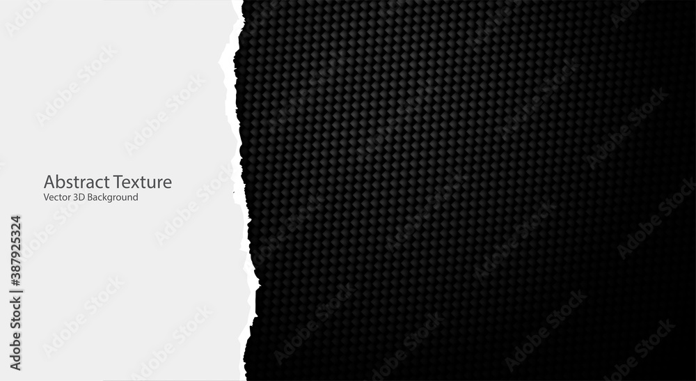 Vector torn paper edges on dark black geometric grid background design ...