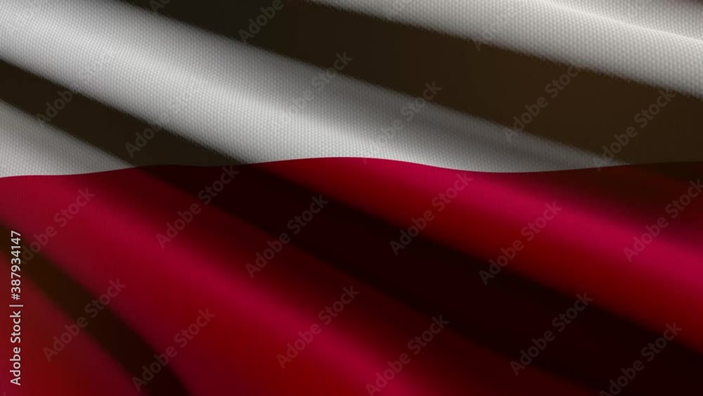 60FPS dark Poland flag with fabric texture waving - background, UHD 4k ...