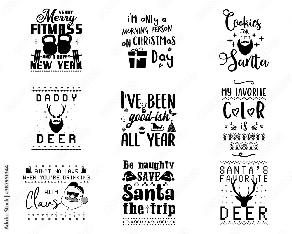 Christmas calligraphy set. Silhouette typography quotes designs for ...