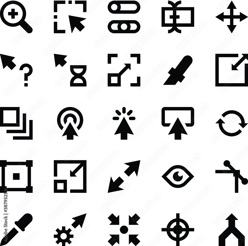Selection, Cursors, Resize, Move, Controls and Navigation Arrows Vector ...