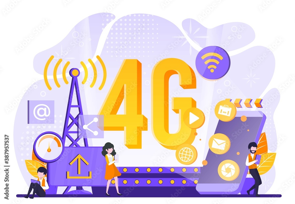 4G network technology concept. Internet systems telecommunication ...