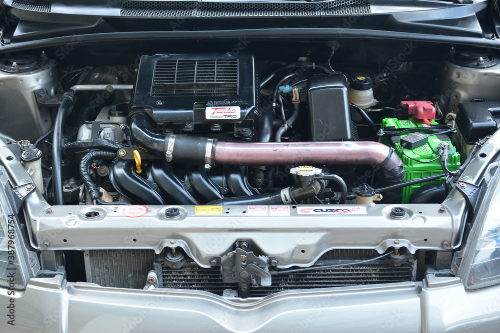Toyota vitz motor engine at Toyota carfest on May 26, 2019 in Pasay ...