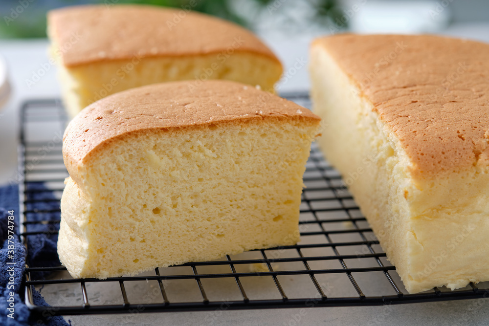 Plain classic Taiwanese traditional sponge cake. Taiwanese castella ...